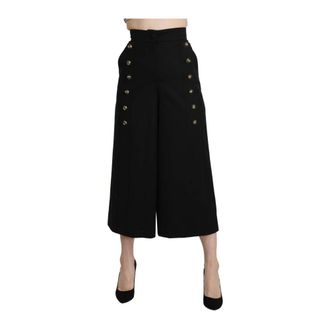 Dolce & Gabbana Schwarze Weite Bein Kurze Hose - - Trousers - Damen - Schwarzk - 2XS