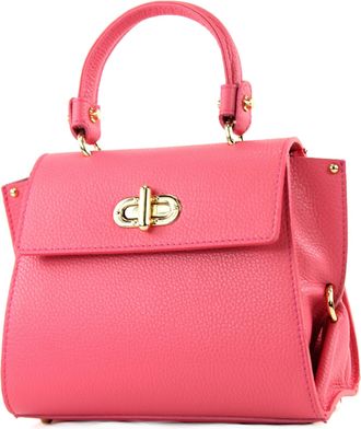 modamoda.de T182 - ital. Damen Henkeltasche Klein Leder, Farbe:Bubble Gum