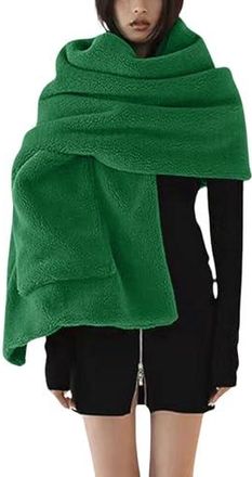 Generic Poncho Femme Hiver Chaud Chale Femme Hiver Chaud Cape Femme Effet enveloppant Ch&acirc;le Laine Agneau Grande Poche D&eacute;contract&eacute; Usage Ext&eacute;rieur Maison