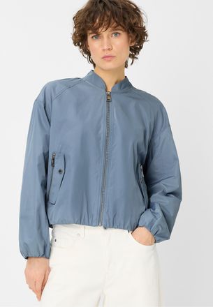 Fuchs Schmitt Blouson FUCHS SCHMITT, Damen, Gr. 38, blau (bleu), Web, Obermaterial: 100% Polyester, unifarben, regular fit normal, hoch geschlossener Ausschnitt, el