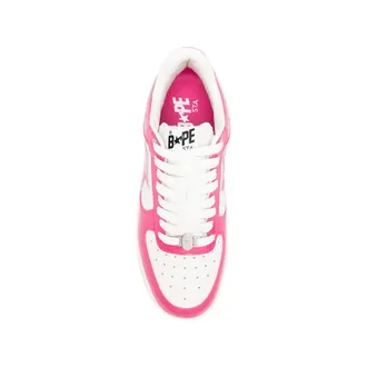 A Bathing Ape Patent Leather Colorblock Sneakers - Pink