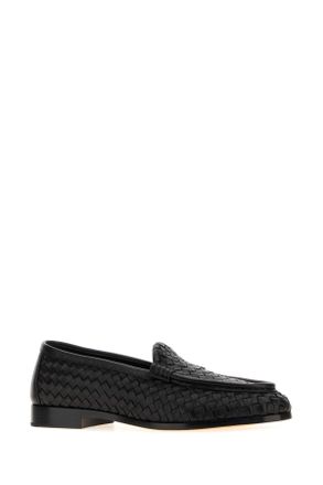 Bottega Veneta Mens Black Leather Silenzio Loafers Mocassini