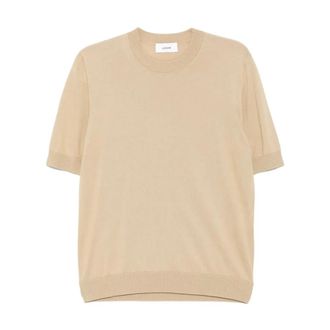 Lardini Homme, Tops, Beige, Taille: S T-shirt en coton beige avec col rond