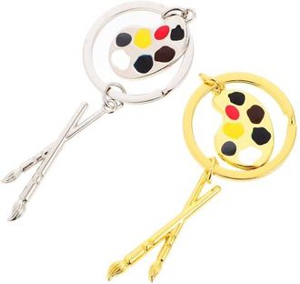 IFUNDOM Lot de 2 Porte-Cl&eacute;s Cr&eacute;atifs de Palette de Peinture M&eacute;tal Dor&eacute; et Argent&eacute; Accessoire Cl&eacute; pour Paquet ou Trousse Pr&eacute;sent Artiste Peintre Pendentif Susp