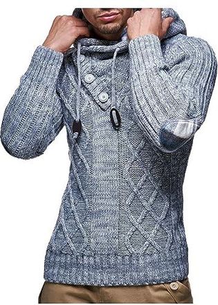 LEIF NELSON Pull-over tricot&eacute; pour homme Leif Nelson LN10346 - Gris - XXXL