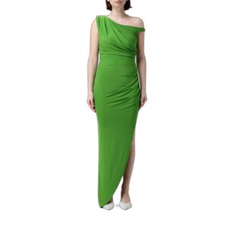 Elisabetta Franchi Robe asym&eacute;trique en jersey cr&ecirc;pe - Femme - Robes - Vert - Taille: 42 FR