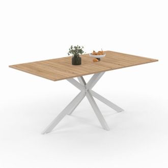 IDMarket Idmarket - Table à manger rectangle alix 8 personnes pied araignée bois et blanc 160 cm