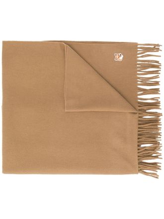 Maison Kitsun&eacute; &eacute;charpe frang&eacute;e &agrave; patch logo - Tons neutres