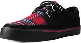 T.U.K. Vegan Creeper Sneaker - Chaussures pour Hommes et Femmes - Couleur Black Tartan Vegan Suede - Chaussures à Lacets en Cuir et Daim de Style Puck, Goth 