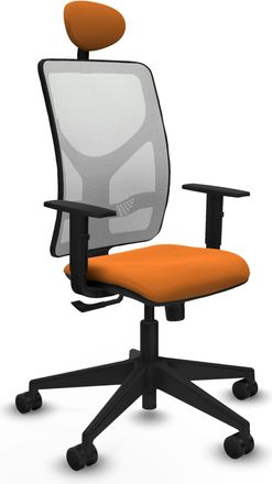 Piqueras y Crespo B&uuml;rostuhl mit 1D-Armlehnen, h&ouml;henverstellbare Lendenwirbelst&uuml;tze und festes Kopfteil, ausgestattet mit 3 Positionen und Schneideschaum, Wei&szlig;/Orange