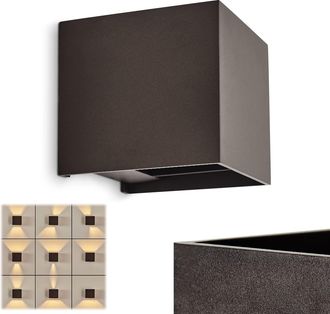 HOFSTEIN Wandleuchte Badajoz, moderne Wandlampe aus Metall in Braun, eckige Leuchte mit verschiedenen Lichteffekten durch verstellbaren Schirm, Up & Down Leuch