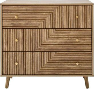 Calicosy Commode 3 tiroirs fa&ccedil;ades lamell&eacute;es EDEN