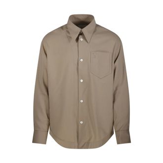 Ami Homme, Chemises, Beige, Taille: L Chemise Large &agrave; Manches Longues Avec Col Pointu Et ADC En Relief