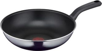 T-fal Resist Wokpfanne 28 cm, Titanium Antihaftversiegelung, nicht induktionsgeeignet, Thermo-Signal bei idealer Brattemperatur, leichte Reinigung, Flame Pr