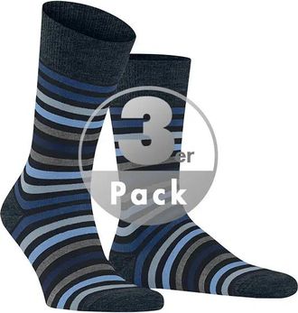 Falke Herren Socken blau Schur-Wolle Gestreift