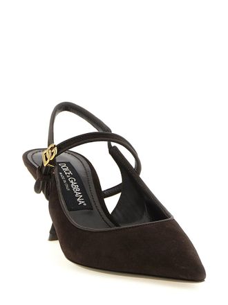 Dolce & Gabbana Suede and Nappa Leather Slingback Heel - Black