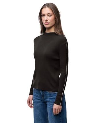 Street One 3016780 Pull en Maille c&ocirc;tel&eacute;e, Marron Ultra Profond, 38 Femme