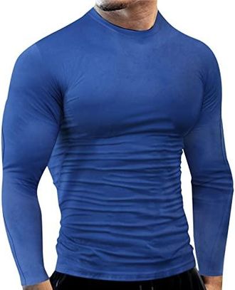 Generic Haut de bodybuilding extensible à manches longues pour homme - Séchage rapide - Gym Fitness - Vêtements de sport, a, XXL
