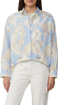 s.Oliver Gemusterte Hemdbluse mit Tunnelzug am Saum