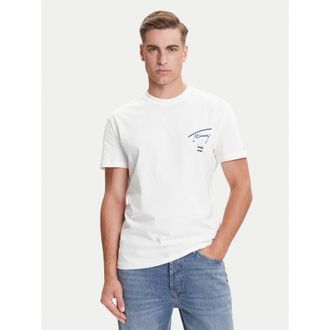 Tommy Jeans T-Shirt Signature City DM0DM21934 Wei&szlig; Regular Fit
