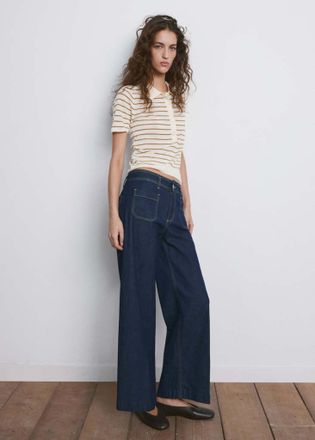 Mango Jean large avec poches bleu - Femme - 34 - MANGO