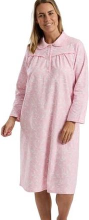 Marlon Womens Candace Length Brushed Cotton Printed Peter Pan Collar Nightgown Chemise de Nuit, Pretty Pink 45, 40-42 Femme