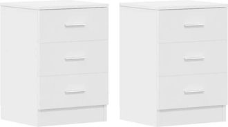 vidaXL Tables de chevet 2 pcs Blanc 38x35x56 cm Bois dingénierie Vidaxl