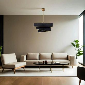 Pier Import Pier Import - Suspension salon noir et or - abat-jour triple, design zurich