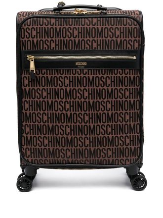Moschino valise en cuir &agrave; motif monogramm&eacute; - Marron