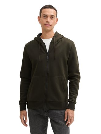 Tom Tailor Herren Hoodie Sweatjacke mit Kängurutasche, 11172 - Dark Rosin Green, XXL