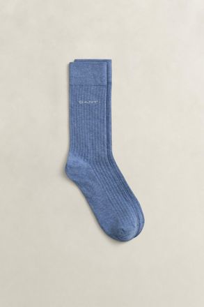 GANT Herren Gerippte Socken (40-42) DENIM Blau MELANGE