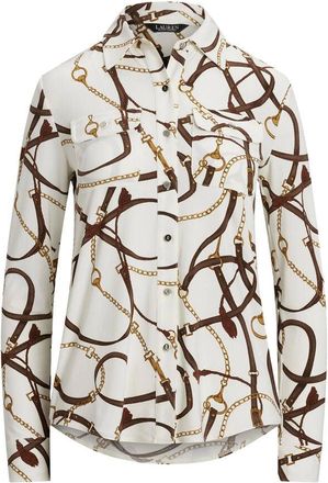 Lauren Ralph Lauren Damen Hemdbluse Jersey mit Gürteldruck Slim Fit