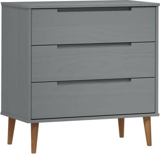 vidaXL Schubladenschrank molde Grau 80x40x80 cm Massivholz Kiefer - Vidaxl