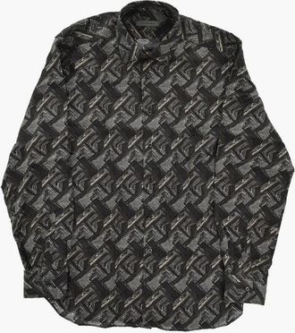 Corneliani Patterned Silk Shirt with Italian Collar size 42