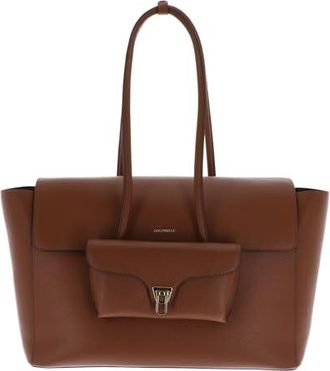 Coccinelle Cuir sac shopper sac à épaule bandoulière Double Beat Shopper Cognac brun