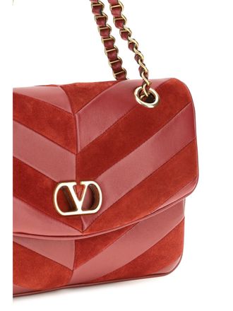 Valentino Garavani Womens Shoulder Bag Djuna Russet Red Suede