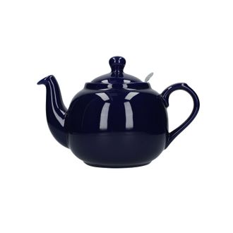 London Pottery Farmhouse Teekanne mit Teesieb, Keramik, Kobaltblau, 2 Tassen (600 ml)