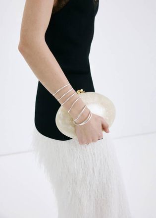 Mango Pochette &agrave; effet perl&eacute; gris glac&eacute; - Femme - Taille unique - MANGO