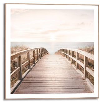 Reinders Gerahmtes Bild, Br&uuml;cke zum Strand, Wohnzimmer, Bilder, Wanddeko, Room Decor, MDF, Beige, 50 x 50cm