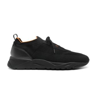 Santoni Schwarze Strick-Sneakers mit Nubukleder - - Shoes - Herren - Schwarzk - 46 EU