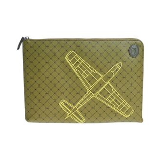 Trussardi Homme, Sacs, Vert, Taille: ONE Size Pochette en cuir