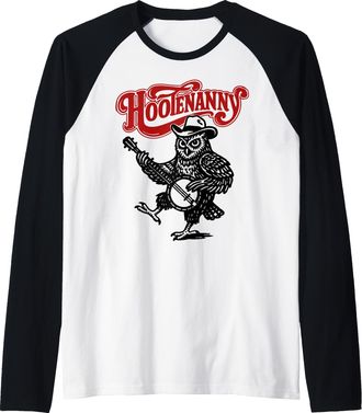 Giant Step Design Co. Hootenanny! Funny Banjo Owl Country Bluegrass Cottagecore Raglan