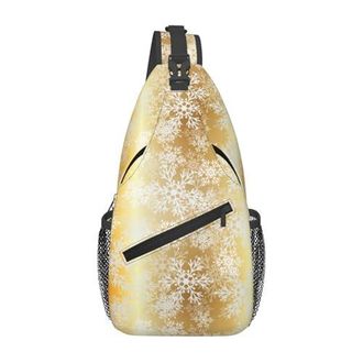 Generic Flocons De Neige Blancs Dor&eacute;s De No&euml;l Sac Poitrine Multifonctionnel Sling Bag Pratique Sac Banane Pour Excursion Randonn&eacute;e Shopping