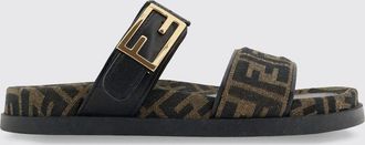 Fendi Feel Sandalen mit niedrigem Absatz aus FF-Jacquard-Stoff mit Riemen