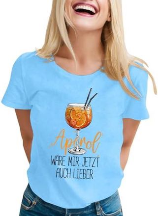 Generic T-shirt pour femme - Costume Aperol Spritz - Col rond - T-shirt d&eacute;t&eacute; amusant - Pour cocktail, f&ecirc;te, &eacute;v&eacute;nements - T-shirt d&eacute;contract&eacute; l&eacute;ger - T-shirt a