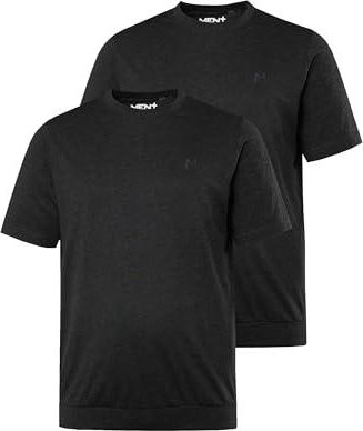 Men Plus Hommes Grandes Tailles Lot de 2 t-Shirts &agrave; Manches Courtes Men+, Ventre Confort, Collection Basic - Jusquau 8 XL Noir 9XL 836311100-9XL