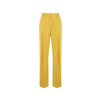 Elisabetta Franchi Hose aus leichtem Cr&ecirc;pe-Stoff mit Logo-Charm - - Trousers - Damen - Gelb - M