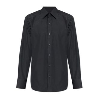 Tom Ford Homme, Chemises, Noir, Taille: 2XL Poplin Slim Fit Shirt