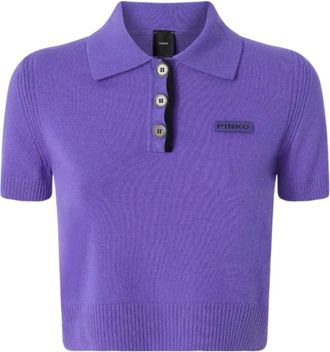 Pinko Pinko, Femme, Tops, Violet, Taille: 40 FR Maille Style Polo