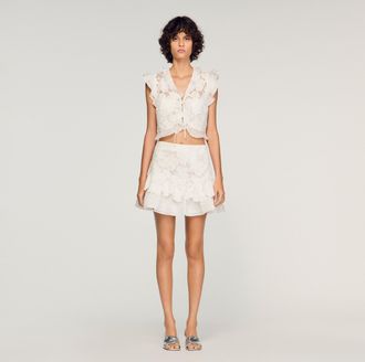 Sandro Jupe courte en guipure